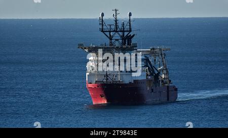 The cable layer CS Recorder vessel arrives at the French Mediterranean ...