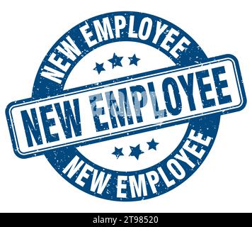 new employee stamp. new employee round sign. label on transparent ...