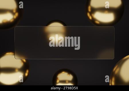 Glass morphism banner with black shapes white background presentation ...