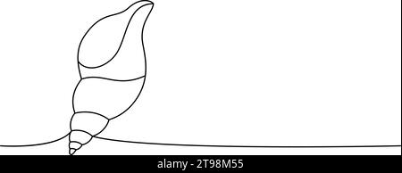 Mollusc one line continuous drawing. Tropical underwater shell ...