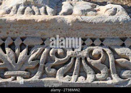 Ancient Stone art - ancient Caesarea, Israel Stock Photo - Alamy