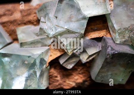 Detail of green Fluorite mineral Stock Photo - Alamy