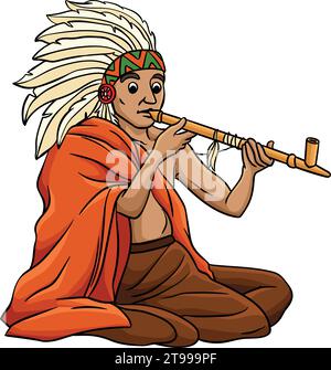 Native American Indian with Calumet Illustration Stock Vector Image ...