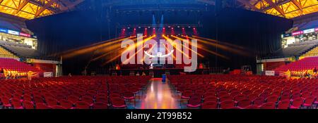 panoramic image of the audience and stage inside the Altice Arena in a ...