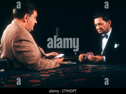 1950'S: Two men play poker circa 1950's in Los Angeles, California ...