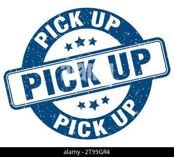 pick up stamp. pick up round sign. label on transparent background ...