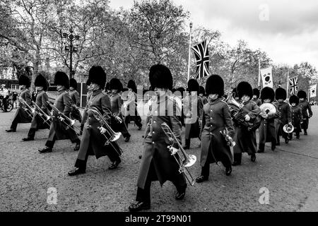 A Band Of The King's Guard Marches Down The Mall For The Changing of ...