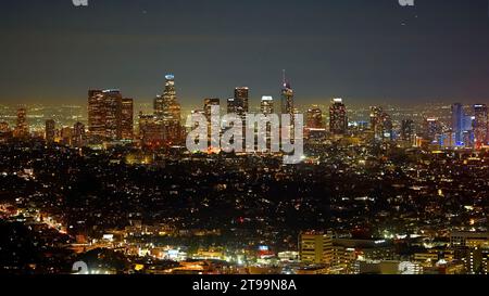 Los Angeles by night - impressive view - L.A. city lights Stock Photo ...
