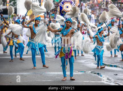 A group of Chamara Dancers perform during the Day Perahera, the final ...