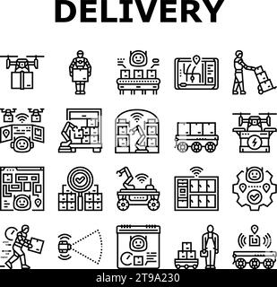 delivery autonomous robot icons set vector Stock Vector Image & Art - Alamy