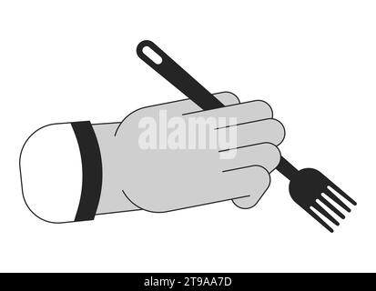 Fork holding cartoon hand outline illustration Stock Vector Image & Art ...
