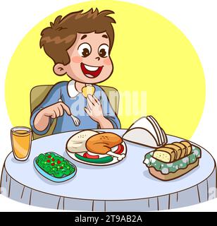 cute kids eating cartoon vector Stock Vector Image & Art - Alamy