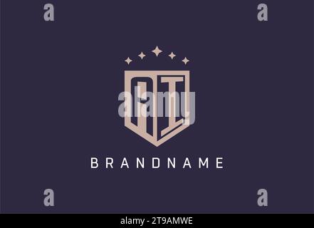 Monogram AI logo with geometric shield and crown, luxury elegant initial logo design vector ...