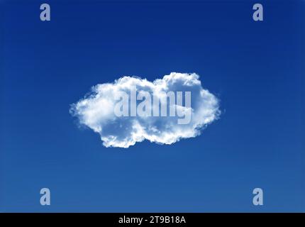 Single cloud isolated over deep blue gradient sky, realistic cloud 3D ...