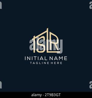 Initial SR home logo with creative house element in line art style ...