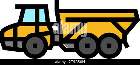 articulated hauler construction vehicle icon doodle illustration Stock ...