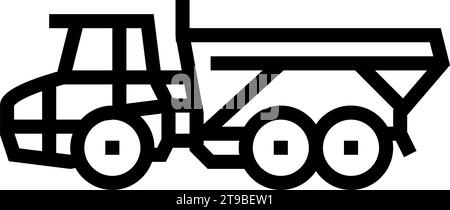 articulated hauler construction vehicle line icon vector illustration ...