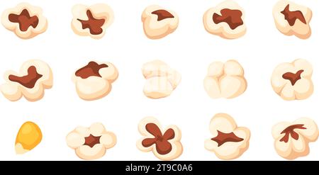 Cartoon popcorn shapes. Cinema snacks, doodle popping corn and various ...