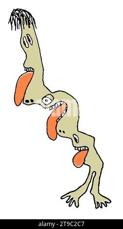 Side view weird monster drawing sketchy cartoon style illustration ...