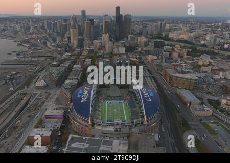 A general overall aerial view of Lumen Field, Monday, March 27, 2023 ...