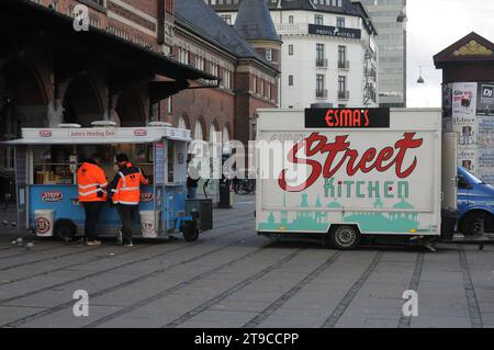 Copenhagen, Denmark /24 November 2023/food vendor danish fast food ...