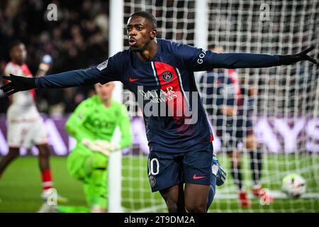 Ousmane DEMBELE of PSG celebrates his goal during the French ...