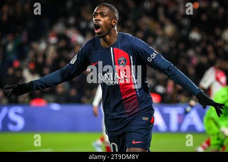 Ousmane DEMBELE of PSG celebrates his goal during the French ...