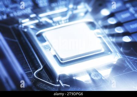 Shining computer processor CPU with blank space for design Stock Photo ...