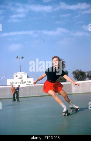 WESTCHESTER, NY - NOVEMBER, 1954: General view of people roller skating ...