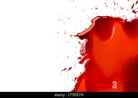 Pool of red paint looks like blood on white background. Graphic ...