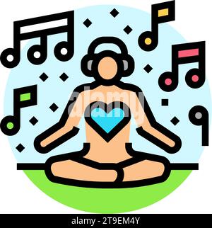 relaxation techniques mental health color icon vector illustration ...