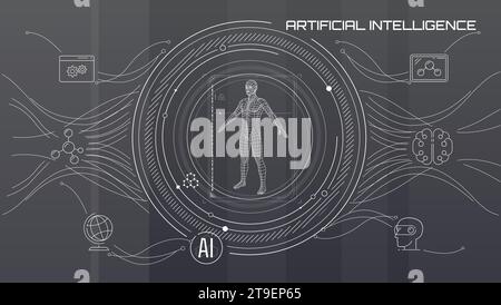 Futuristic interface design with a 3D human model Stock Vector Image ...