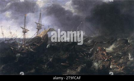 'Ships in Peril' by Andries Van Eertvelt is a dramatic seascape ...