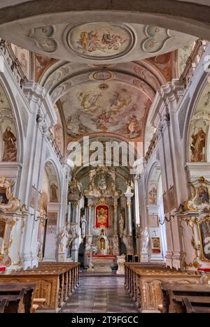 Rococo interior of Convent church of St Mary in village of Zamarte ...