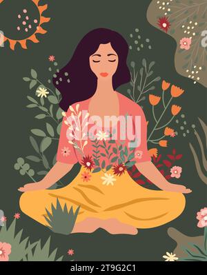 woman practice yoga posture harmony Stock Vector Image & Art - Alamy
