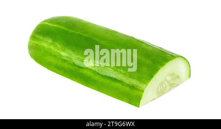 Cucumber cut lengthwise into a piece isolated on a white background ...