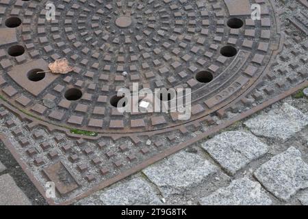Dirty ore from rust sewer manhole, city water supply system, waste ...