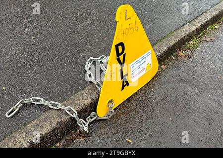 A DVLA clamp left on the road after being illegally removed from a car ...