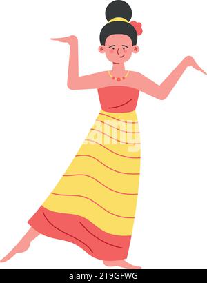 myanmar woman dancer vector isolated Stock Vector Image & Art - Alamy