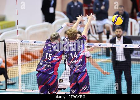 Modena Volley block during Cisterna Volley vs Valsa Group Modena, Volleyball Italian Serie A Men ...