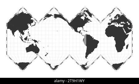 Vector world map. HEALPix projection. Plain world geographical map with ...