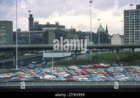 1977 archive photograph of car parking in central Glasgow. View W from ...