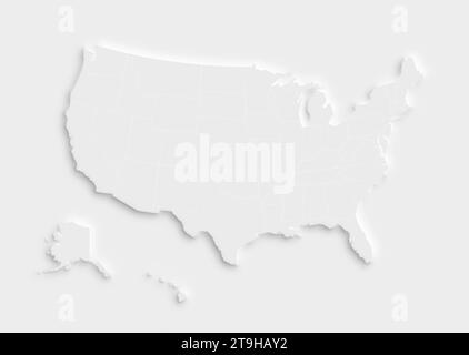 Light gray map of the United States of America (USA, America) on almost ...
