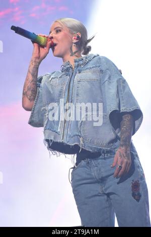 Puerto Rican singer Young Miko performs during the Coca-Cola Flow Fest ...