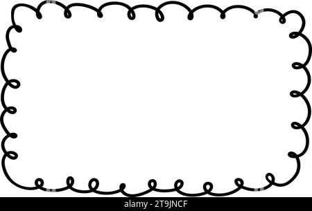 Scalloped and wavy doodle frame. Hand drawn retro border. Funky text ...