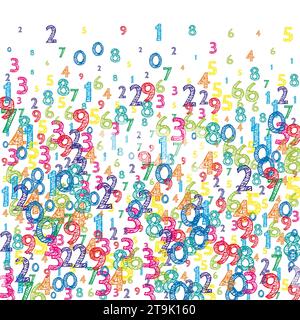 Falling colorful orderly numbers. Math study concept with flying digits ...