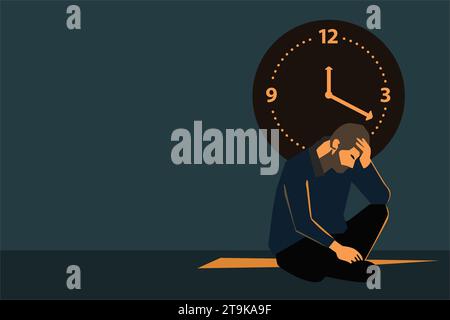 nervous anxiety concept, man sitting, bunch of flower. worry -panic ...