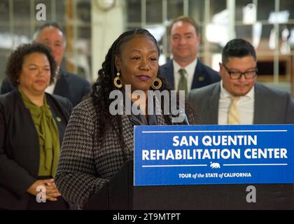 San Quentin, CA - March 17, 2023: CDCR PRISONER logo on the back of an ...