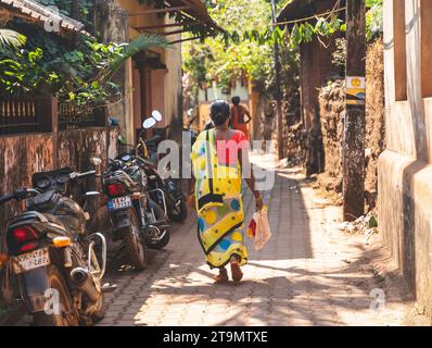 Gokarna, India - February 21, 2023 - Morning in Gokarna, people walking ...