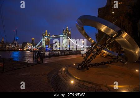 The Compass Sculpture, North Bank, Tower Bridge over the River Thames ...